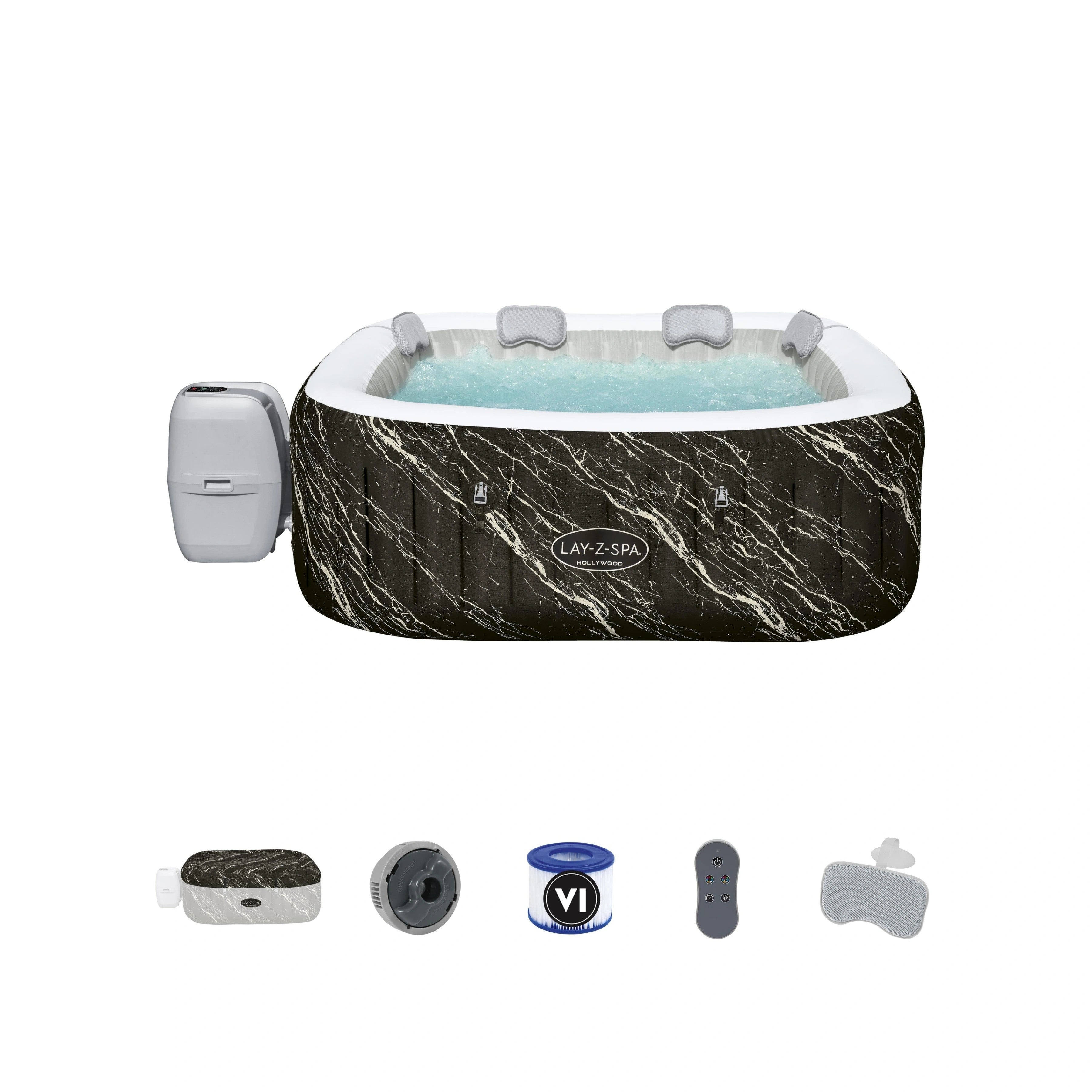 Bestway Lay-Z-Spa Hollywood Luxe Airjet 6 Marble Square 180x180x66cm ...